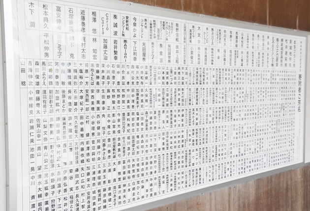 寄付者らの芳名板を設置 東日新聞
